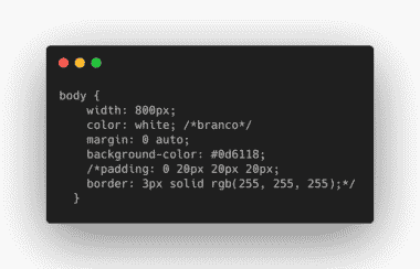 Comentário HTML: use a tag para fazer comentários no seu código!